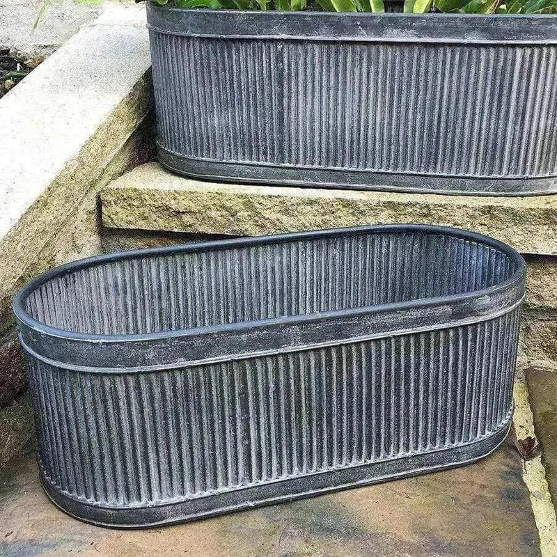 Rustic Galvanised Fluted Trough Set of 3 Tubs