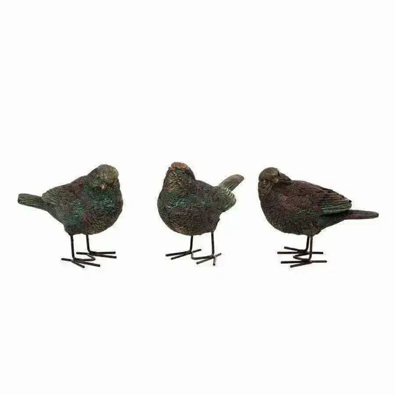 Rustic Verdigris Birds - Set of Three