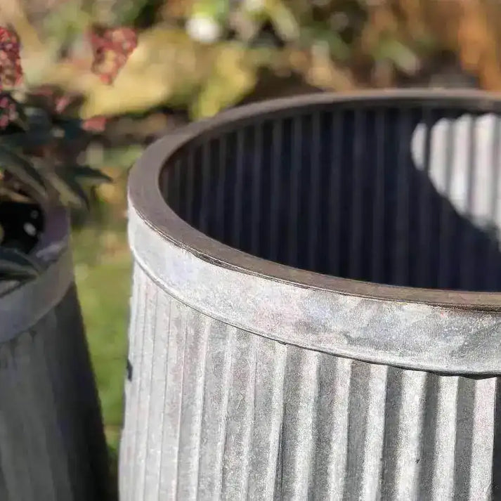 Set of Three Rustic Distressed Fluted Planter Set - 3 | Farthing